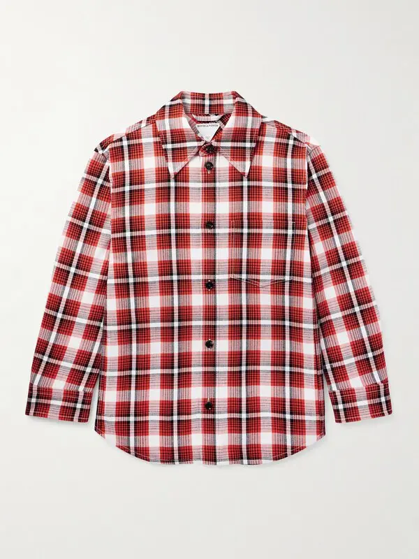 Bottega Veneta Checked Woven Overshirt - Red