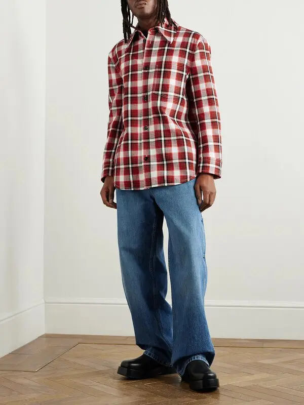 Bottega Veneta Checked Woven Overshirt - Red