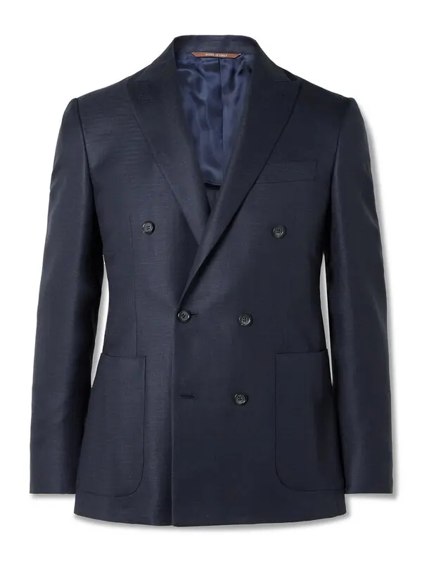 Canali Unstructured Wool, Silk And Linen-blend Blazer - Blue
