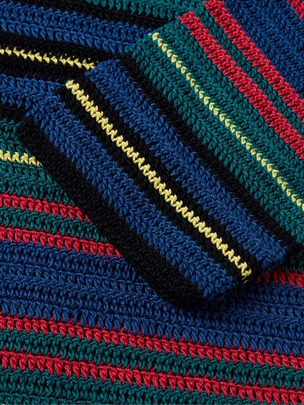 BODE Riverbank Striped Crocheted Cotton Shirt