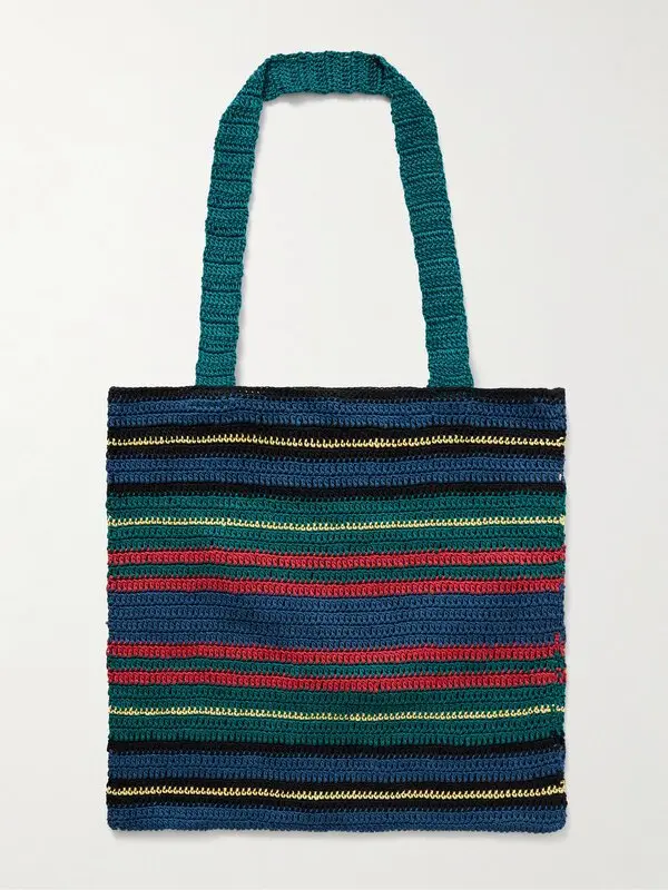 BODE Riverbank Crocheted Cotton Tote Bag - Blue