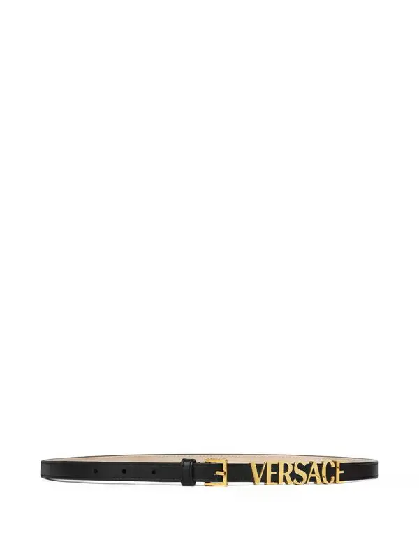 Versace Logo Leather Belt - Black