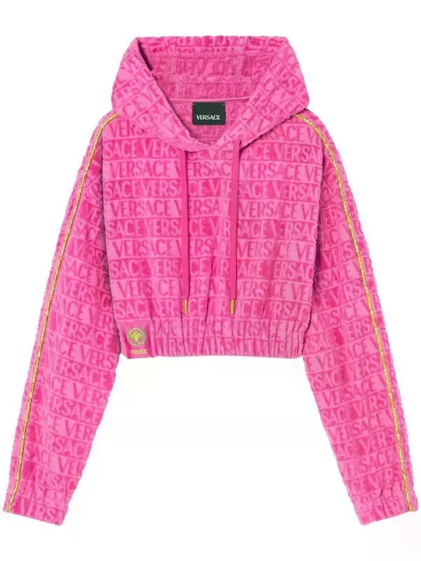 Versace Cropped Hoodie - Pink