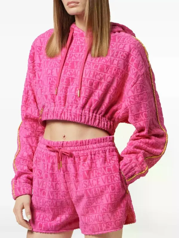Versace Cropped Hoodie - Pink