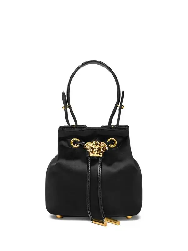 Versace La Medusa Satin Mini Bucket Bag - Black