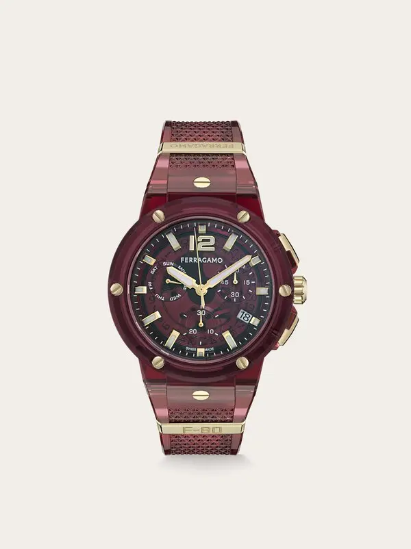 FERRAGAMO F-80 Translucent Chronograph Watch - Red