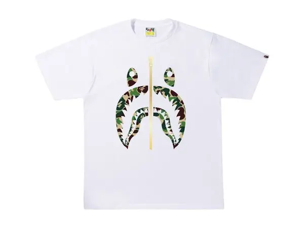 A BATHING APE Abc Camo Shark Tee Shirt - White/green
