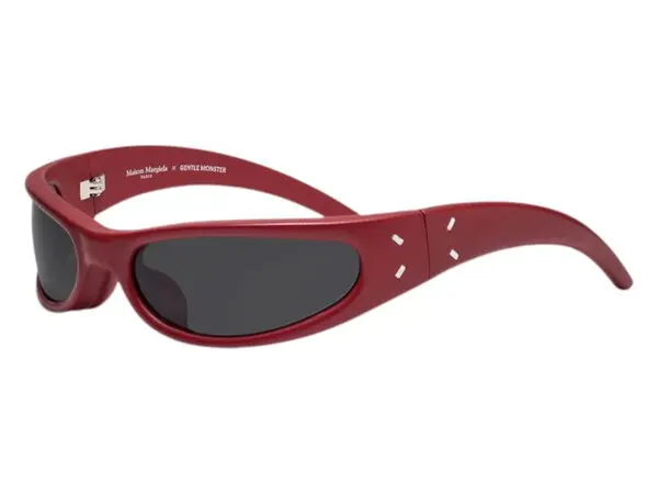 GENTLE MONSTER Maison Margiela Full Rim Sunglasses - Red Gray (mm203 Leather Lr1)