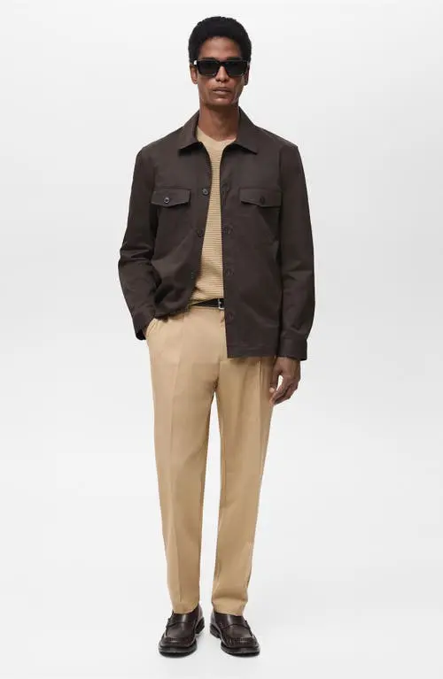 Mango Slim Fit Trousers - Medium Brown