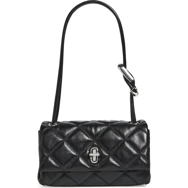 Marc Jacobs Dual Chain Diamond Quilted Convertible Leather Shoulder Bag - Black