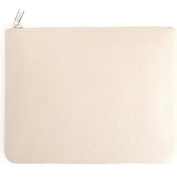 ROYCE NEW YORK Leather Zip Travel Pouch - Taupe
