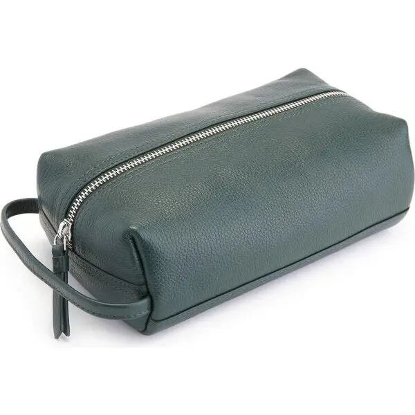 ROYCE NEW YORK Compact Leather Toiletry Bag - Dark Green