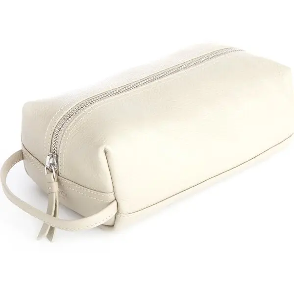 ROYCE NEW YORK Compact Leather Toiletry Bag - Taupe