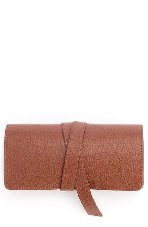 ROYCE NEW YORK Leather Tech Cord Organizer Roll - Tan