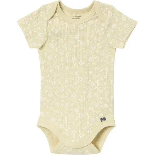 MODERN MOMENTS™ BY GERBER Coordinating Bodysuits & Shorts Set 4-pack - Dusty Yellow Floral/lt Rose