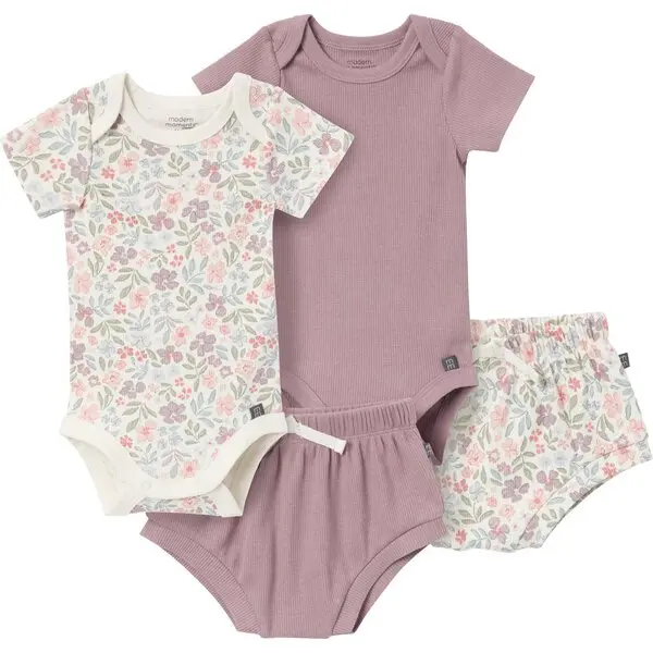 MODERN MOMENTS™ BY GERBER Coordinating Bodysuits & Shorts Set 4-pack - Purple Lilac