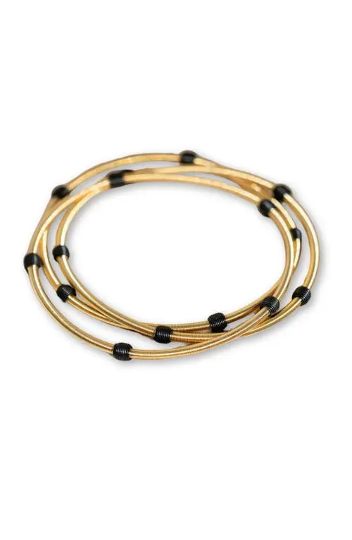 EMERSON & OLIVER Gold Beaded Bracelets Set Of Three - Gold/black