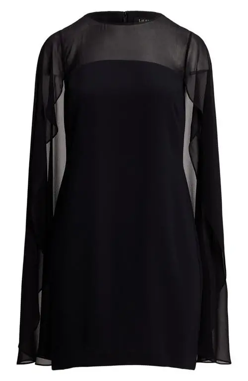 Ralph Lauren Cape Long Sleeve Cocktail Mini Dress In Black - 55% Off |  Editorialist