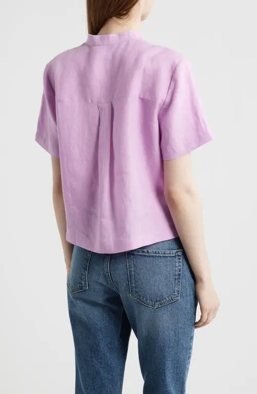 Eileen Fisher Organic Linen Band Collar Shirt - Btast