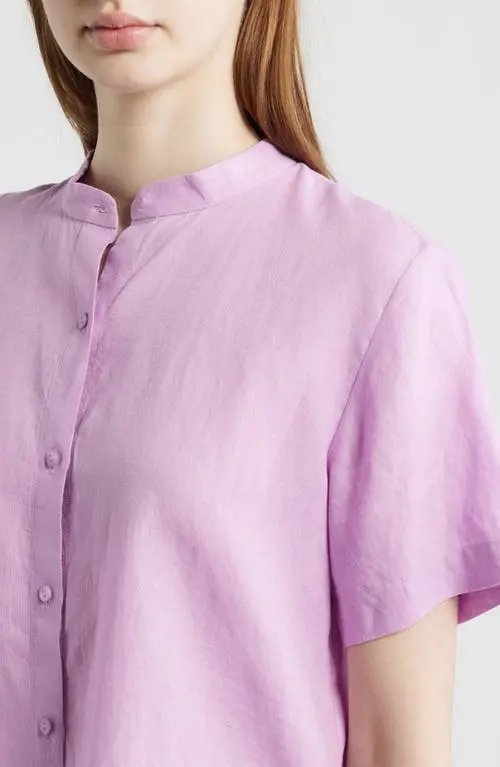 Eileen Fisher Organic Linen Band Collar Shirt - Btast