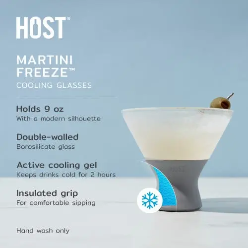 HOST Glass Freeze Martini Cooling Cup Set Of 2