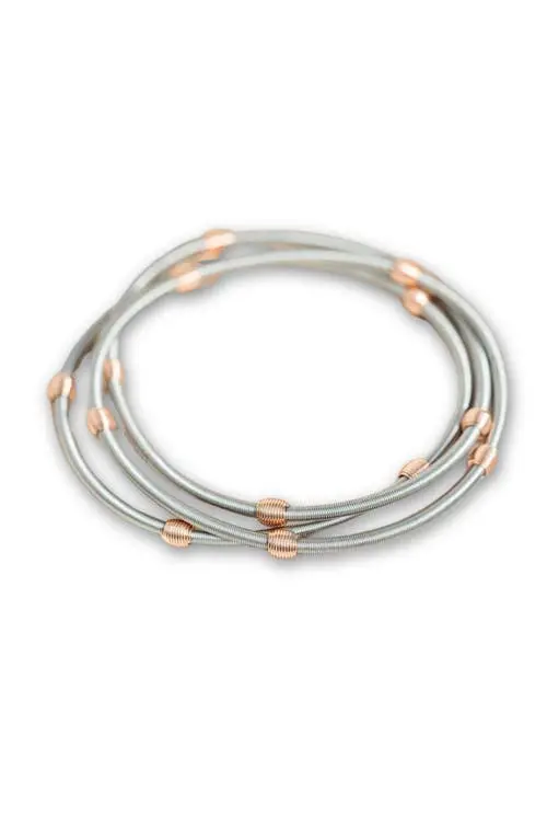 EMERSON & OLIVER Stainless Steel Beaded Bracelets Set - Stainless Steel/rose