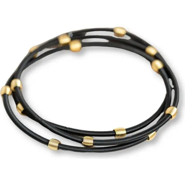 EMERSON & OLIVER Beaded Bracelets Set Of Three - Black/gold