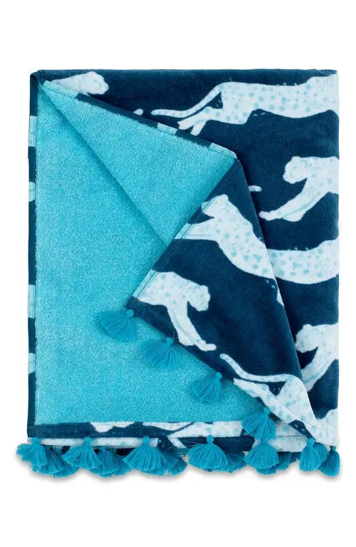 MATOUK Leaping Leopard Beach Towel - Navy