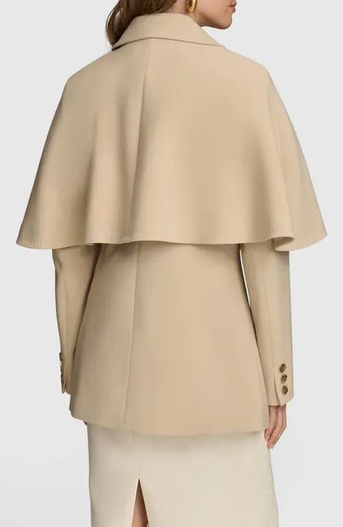 Donna Karan New York Water Repellent Crepe Raincoat With Cape - Camel