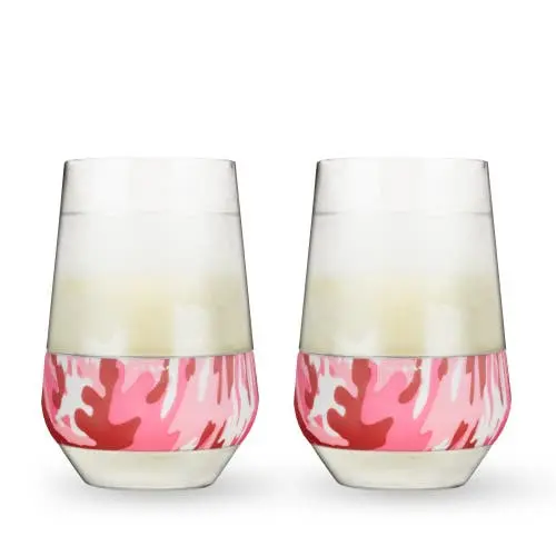 HOST Wine Freeze Xl Cooling Cup Set Of 2 - Pink Camo