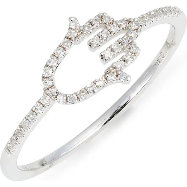 Meira T Pavé Diamond Hamsa Ring - White