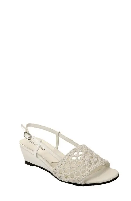 DAVID TATE Danza Slingback Wedge Sandal - White