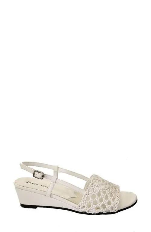 DAVID TATE Danza Slingback Wedge Sandal - White