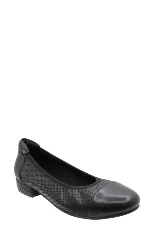DAVID TATE Newton Cap Toe Flat - Black