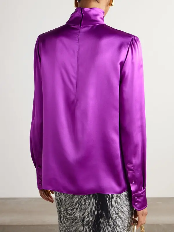 Dolce & Gabbana Silk-satin Turtleneck Blouse - Purple