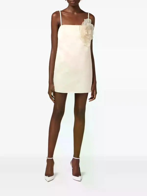 Elisabetta Franchi Flower-appliqué Satin Dress - Neutrals