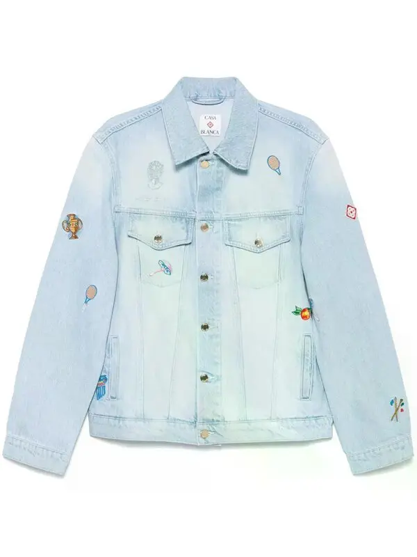 Casablanca Embroidered Denim Trucker Jacket