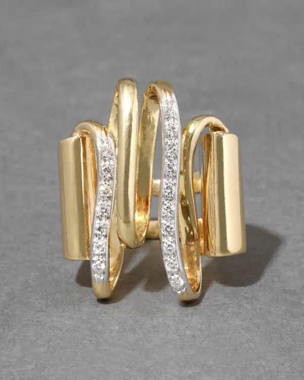 Alexis Bittar Vintage Henry Dunay Modernist Ring - Gold