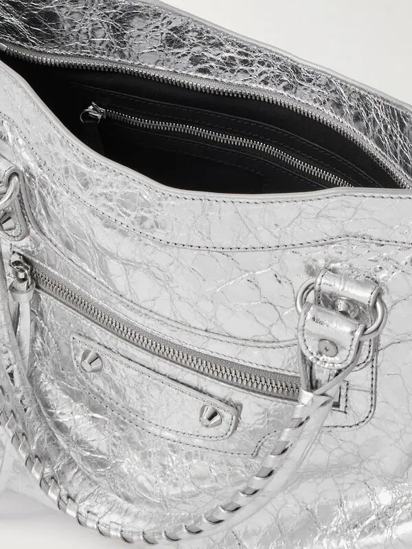 Balenciaga Le City Metallic Textured-leather Tote - Silver