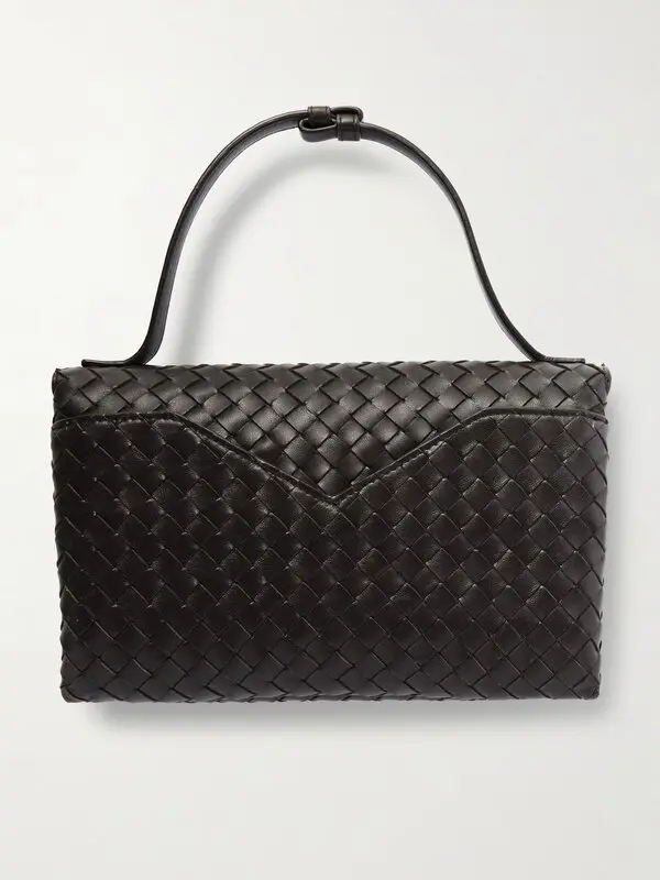 Bottega Veneta Knot Lock Intrecciato Leather Shoulder Bag - Brown