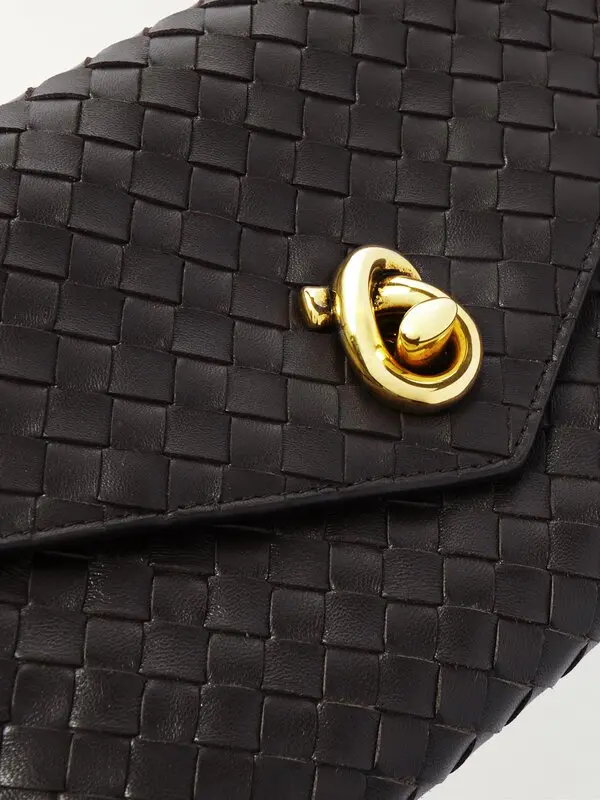 Bottega Veneta Knot Lock Intrecciato Leather Shoulder Bag - Brown