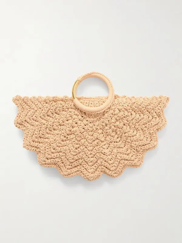 Chloé Bracelet Paravent Embroidered Faux Raffia Tote - Orange
