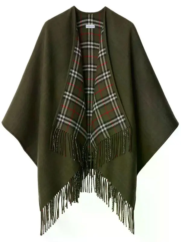Burberry Check-pattern Reversible Wool Cape - Green