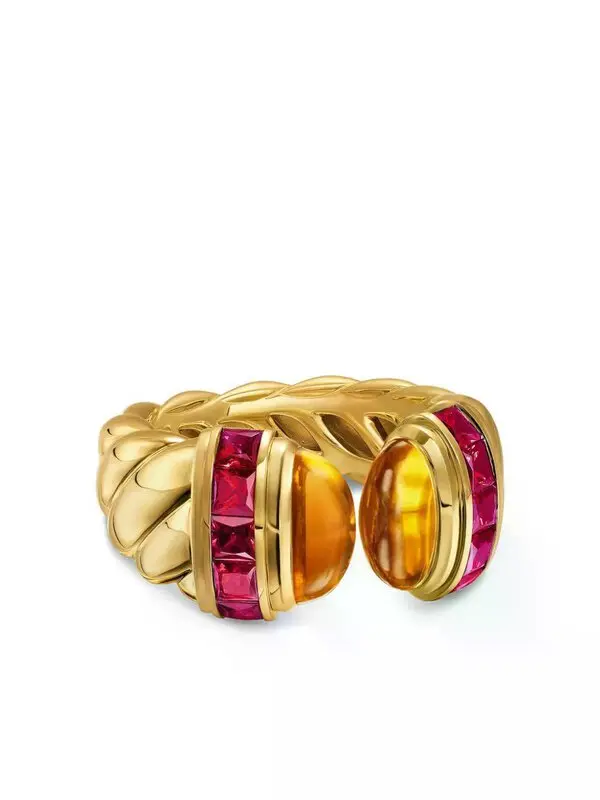 David Yurman 18kt Yellow Citrine And Tourmaline Ring - Gold