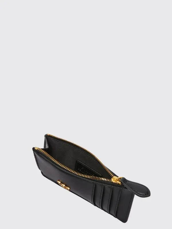 Pinko Flat Card Holder With Love Birds Logo And Zip Closure - Black