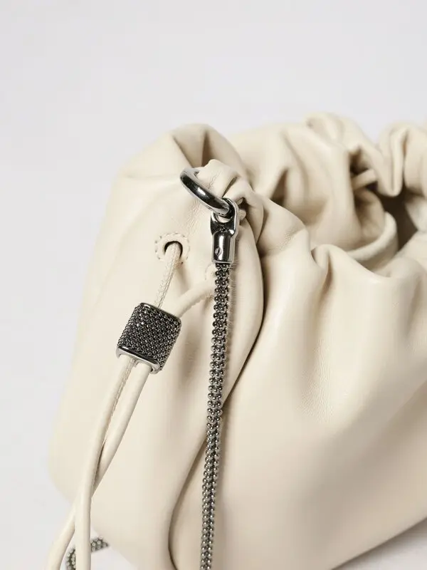 Brunello Cucinelli Mellow Leather Bucket Bag - Ivory