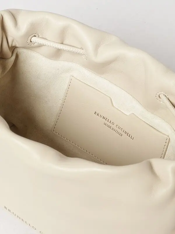 Brunello Cucinelli Mellow Leather Bucket Bag - Ivory