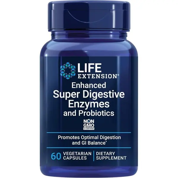 LIFE EXTENSION Enhanced Super Digestive Enzymes W/probiotics 60 Capsules - One-color