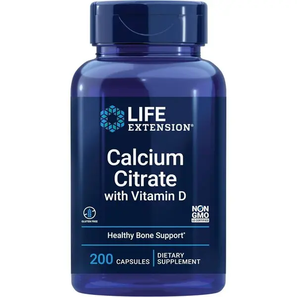 LIFE EXTENSION Calcium Citrate With Vitamin D 200 Capsules - One-color