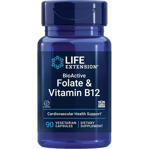 LIFE EXTENSION Bioactive Folate & Vitamin B12 90 Capsules - One-color